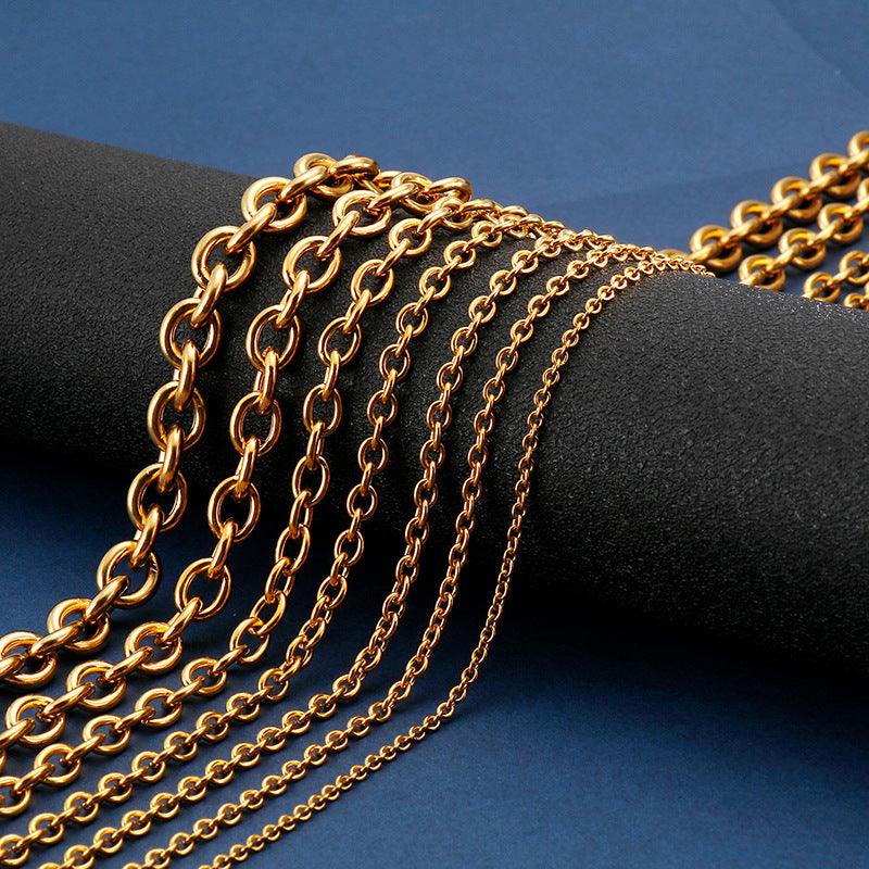 2/3/4/4.5/6/8/9.5mm PVD Gold Plated O-Chain Link Loop Chain Stainless ...