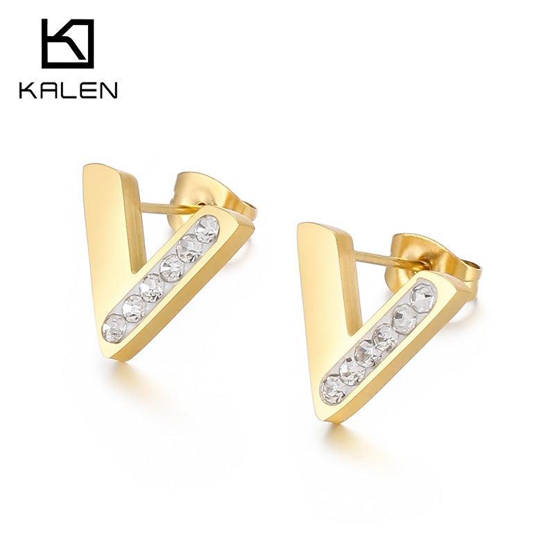 Stainless Steel V-Shaped Stub Earrings – kalen